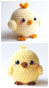 Amigurumi Easter Chick Wearing a Bunny Ears Hat